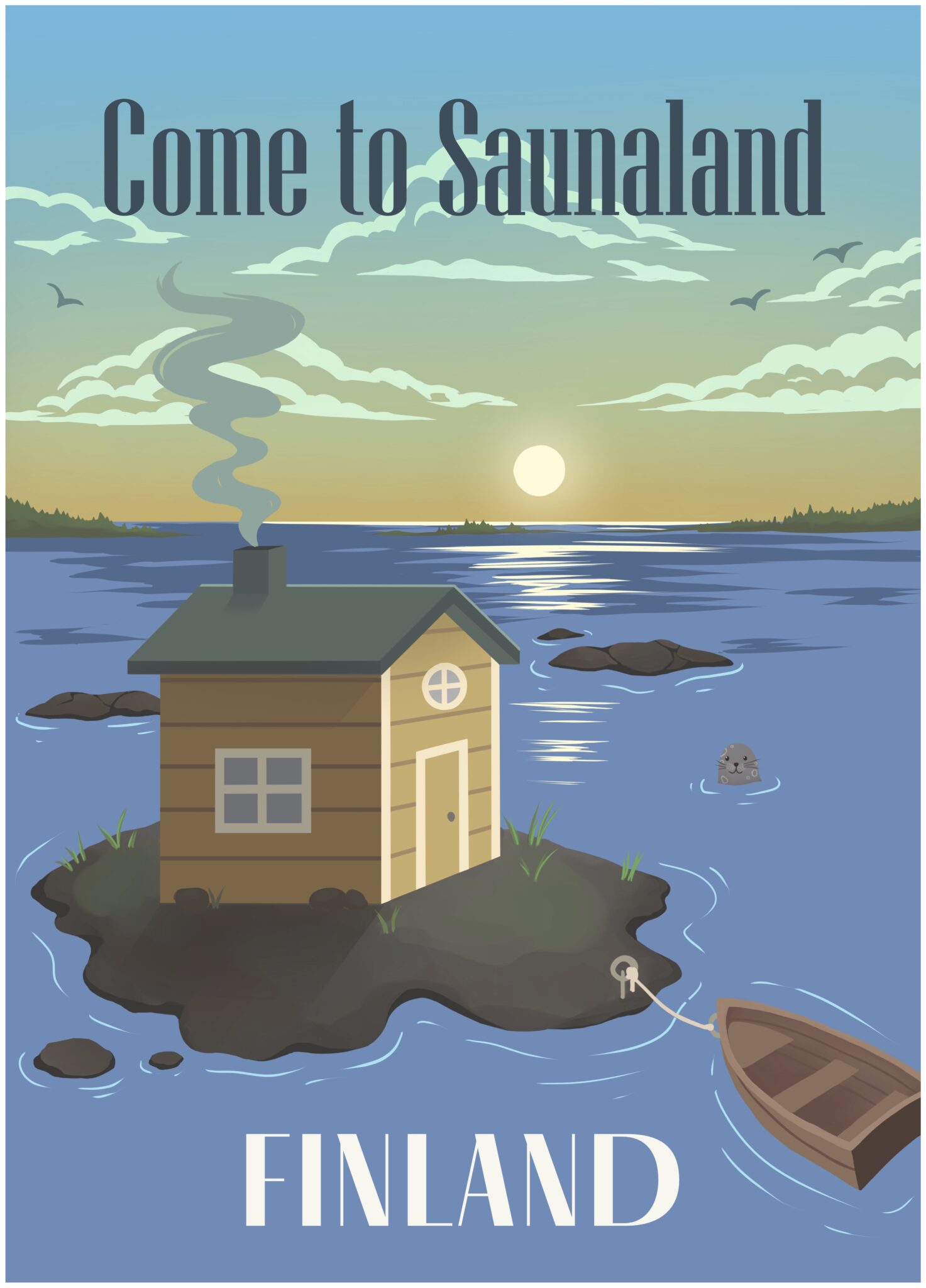 Sauna Island by Jeanice Brander Poster 50x70 - Come to Finland